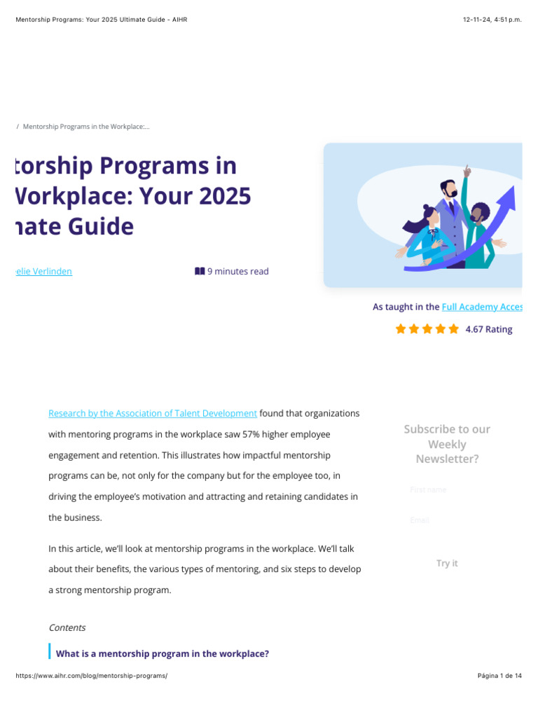 Mentorship Programs: Your 2025 Ultimate Guide - AIHR | PDF | Mentorship | Industrial And ...
