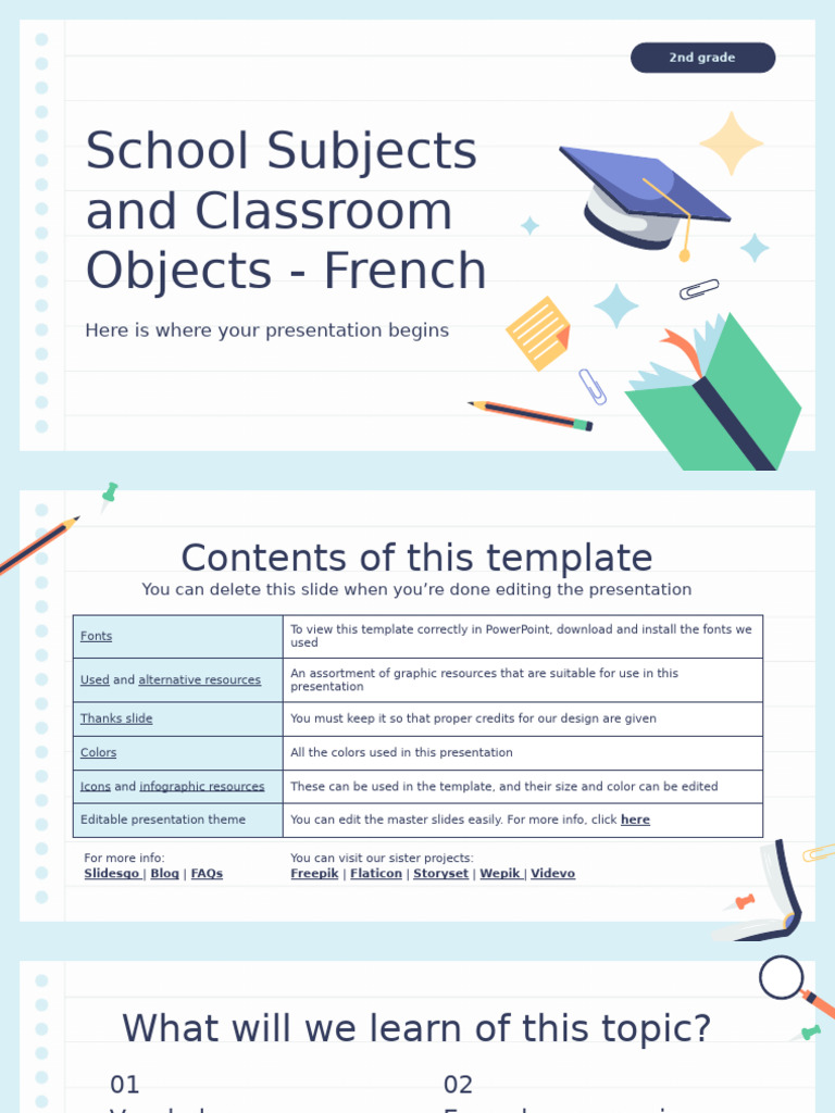 French Classroom Objects and Subjects | PDF