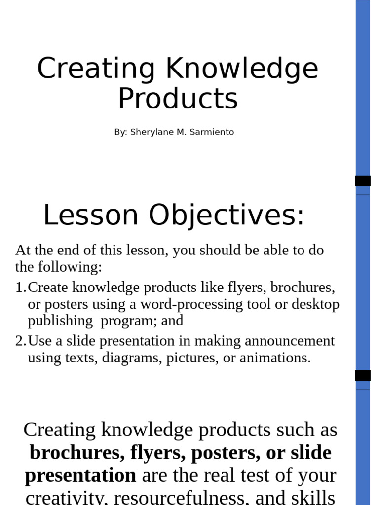 GRADE 5 LESSON 4 Creating Knowledge Products | PDF | Career & Growth | Computers