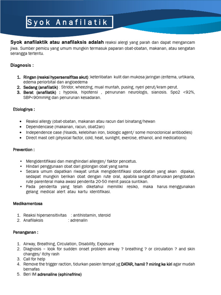 Syok Anafilaktik Atau Anafilaksis | PDF