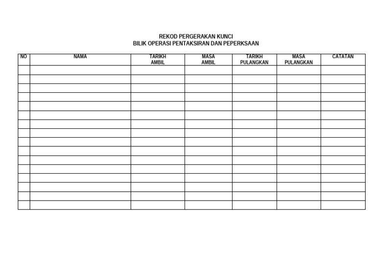 Borang Rekod Pergerakan Kunci | PDF | Teknologi & Rekayasa