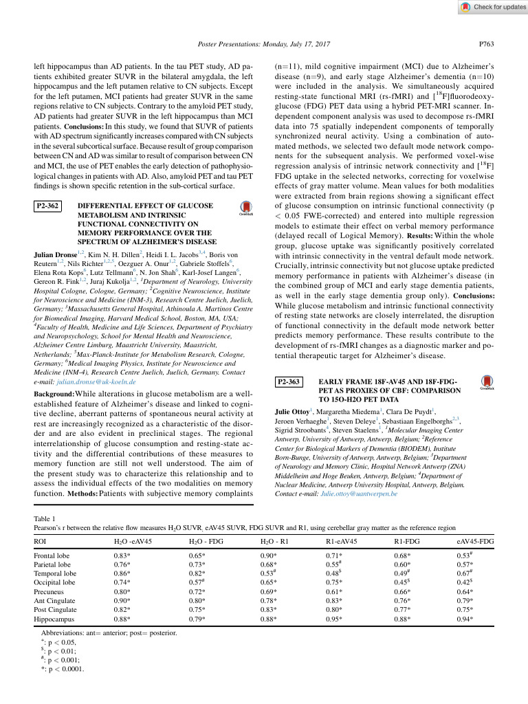 Glucose Metabolism and Memory in AD | PDF | Positron Emission Tomography | Alzheimer's Disease
