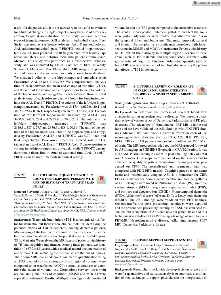 Alzheimer S Dementia - 2019 - Mangalore - p2 380 A Pictorial Review On ...
