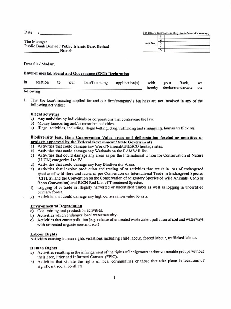 ESG Declare Form | PDF | Endangered Species | Logging