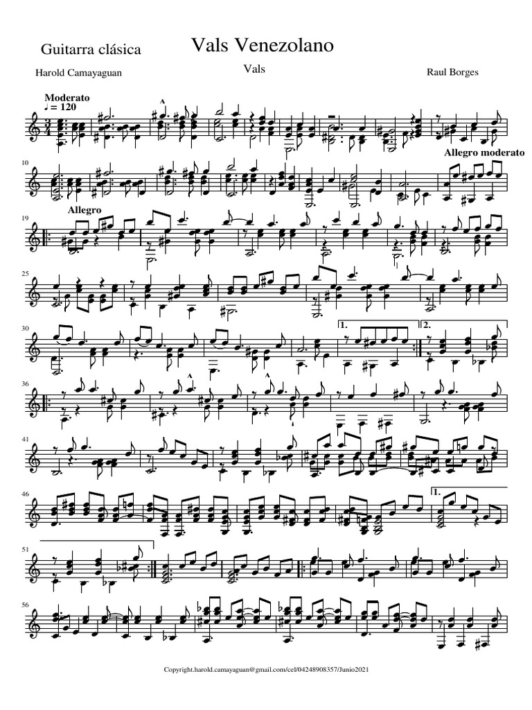 Vals - Venezolano Raul Borges-Guitarra - Clásica | PDF | Musical Forms ...
