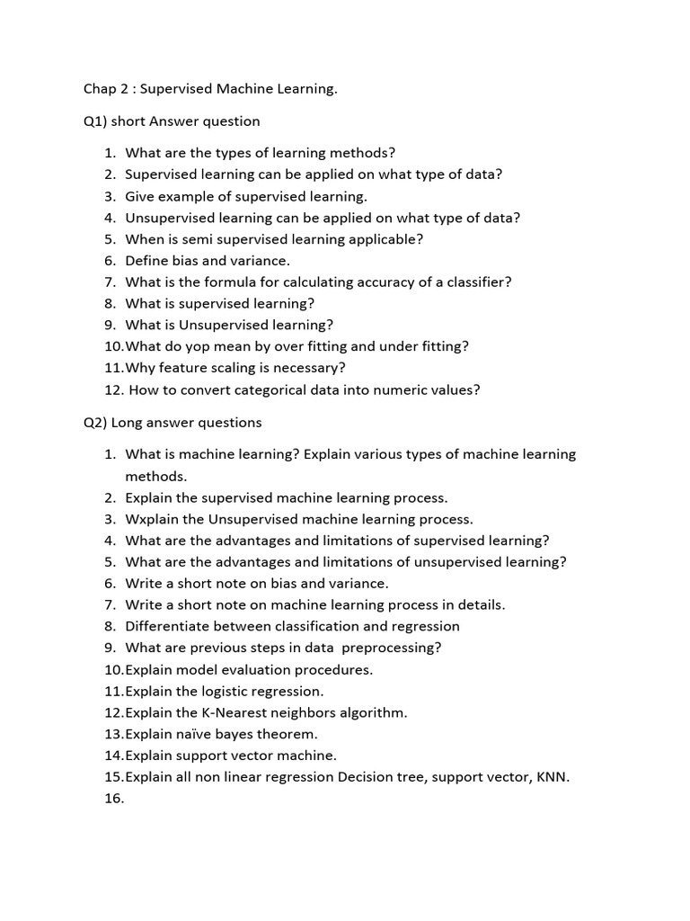 Chap 2 Assignment Supervised Machine Learning | PDF
