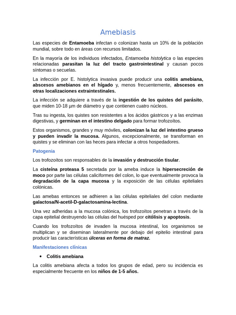 Amebiasis | PDF | Sistema digestivo | Medicina CLINICA
