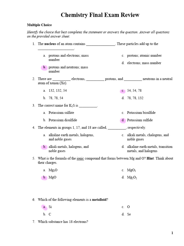 Chemistry Final Review 23-24 Cohen | PDF | Chemical Compounds ...