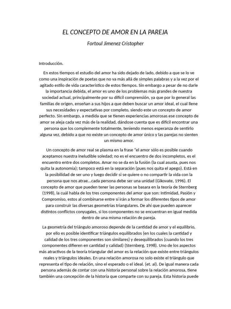 El Concepto de Amor en La Pareja | PDF | Amor | Romance (amor)