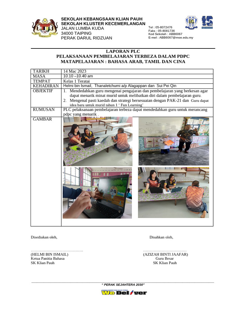 Laporan PLC Bahasa 1 2023 | PDF