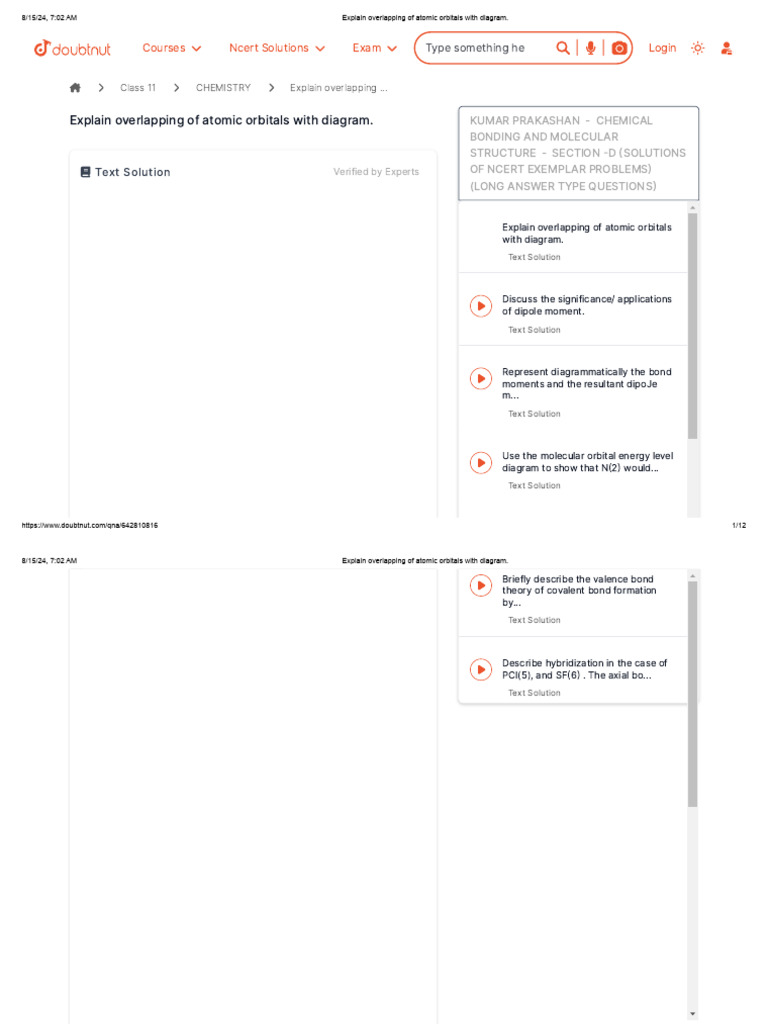 Explain Overlapping of Atomic Orbitals With Diagram | PDF | Molecular ...