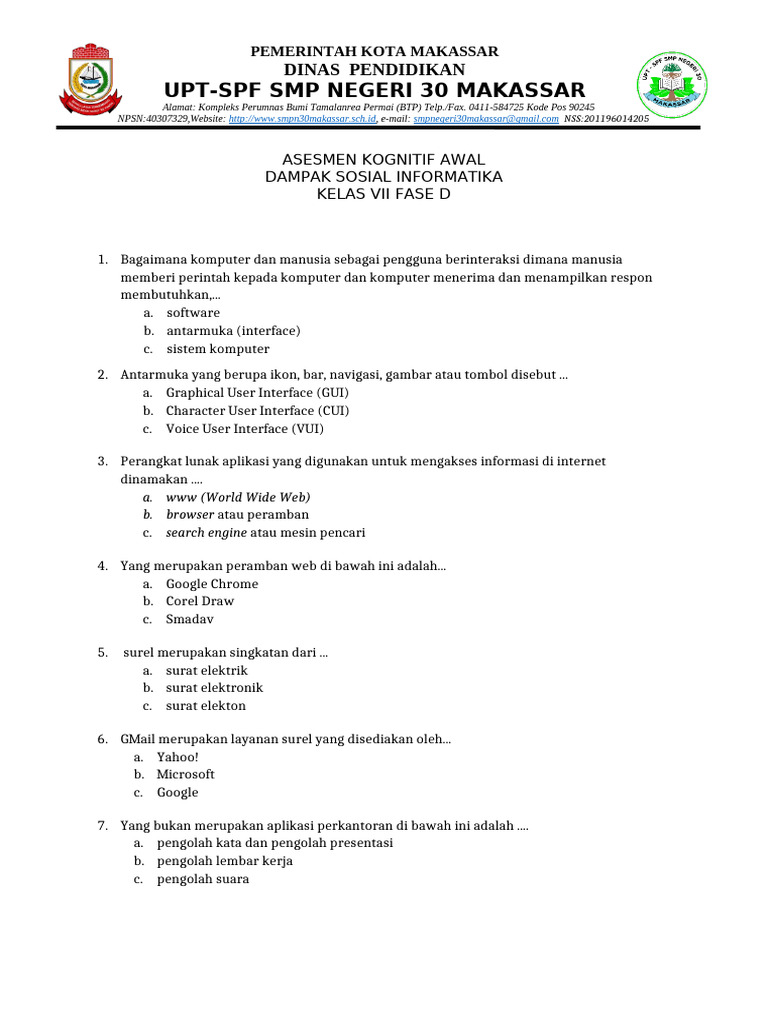 Asesmen Kognitif Awal-Dsi | PDF