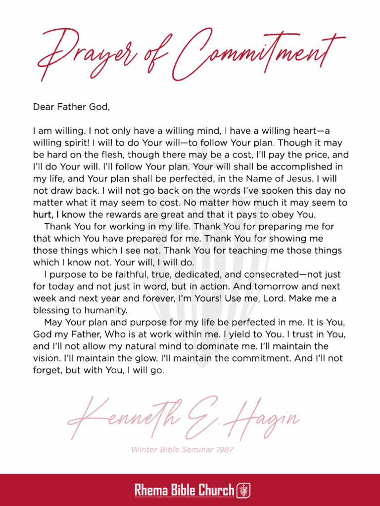 Prayer of Commitment | PDF | Language Arts & Discipline | Self-Improvement