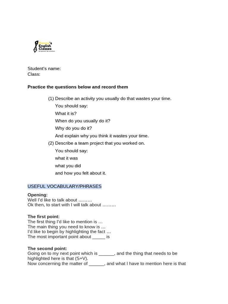 HW23. Speaking | PDF