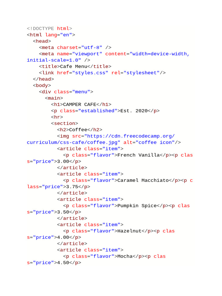 Learn Basic CSS by Building A Cafe Menu | PDF | Business