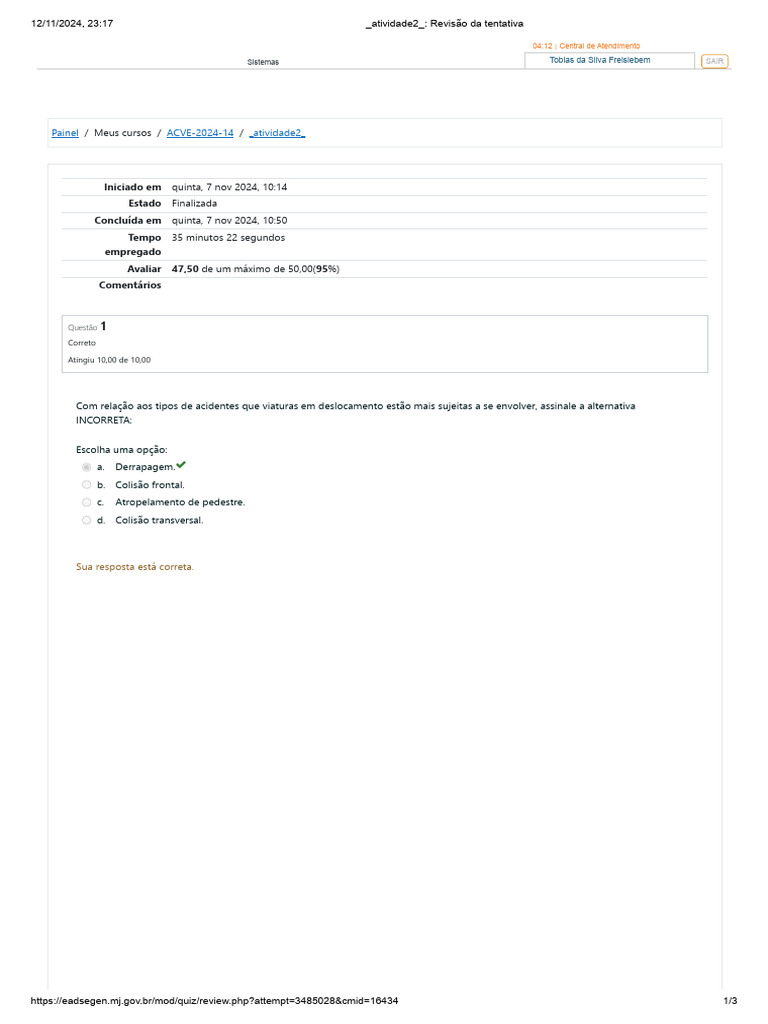 Atividade2 - Revisão Da Tentativa | PDF | Transporte terrestre | Transporte
