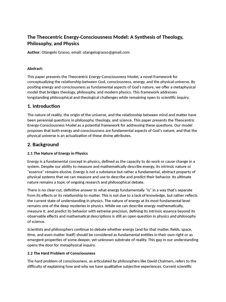 The Theocentric Energy Consciousness Mod | PDF | Metaphysics | Reality