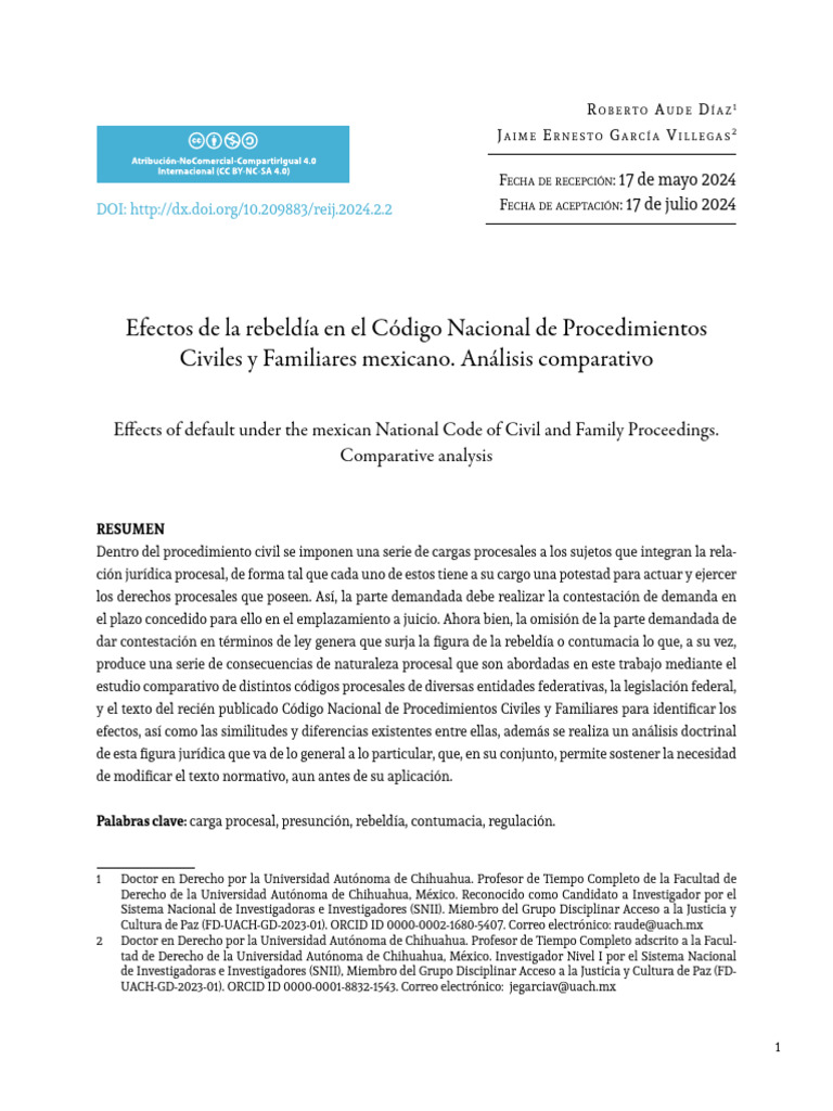 Análisis de la Rebeldía en el CNPCF | PDF | Ley procesal | Demanda judicial