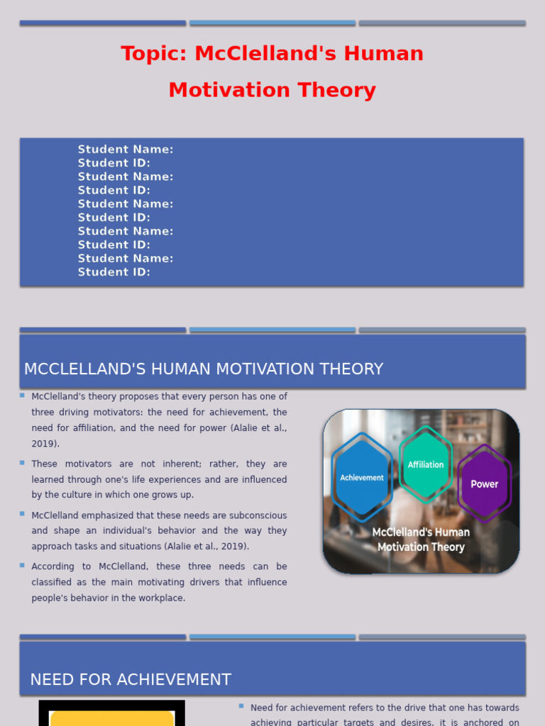 McClelland's Human Motivation Theory | PDF | Motivation | Motivational
