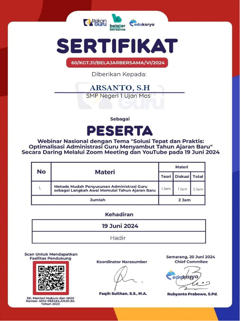 Sertifikat PMM-Arsanto 01 Juni 2024 | PDF
