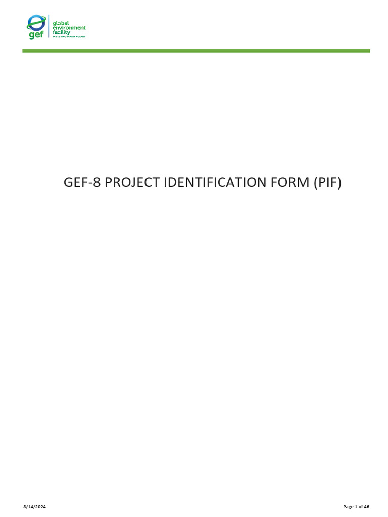 Gef-8 Project Identification Form (Pif) : 8/14/2024 Page 1 of 46 | PDF ...