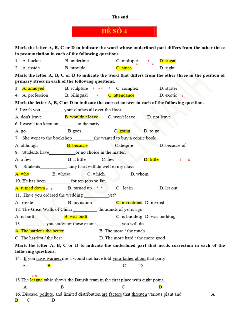 English Language Practice Test 4 | PDF | Malaysia | Sea
