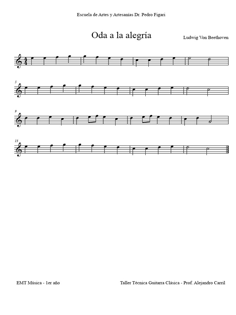 Oda A La Alegria - Marzo Abril - 1er Ano Guitarra | PDF