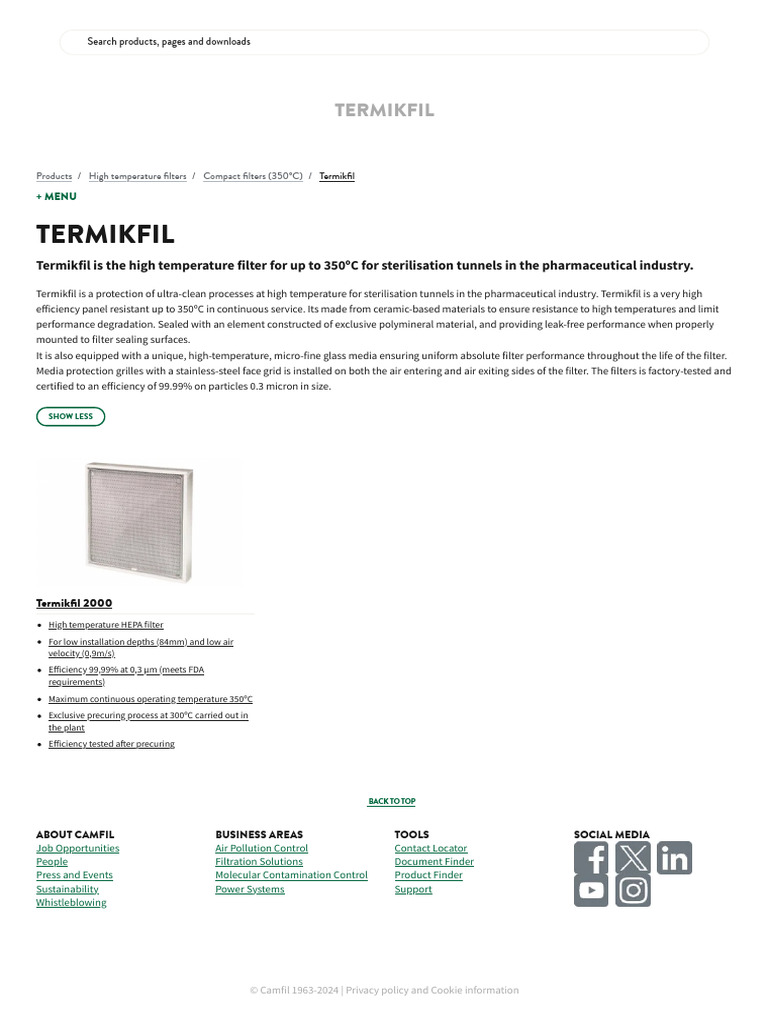 High-Temperature Filter: Termikfil 2000 | PDF