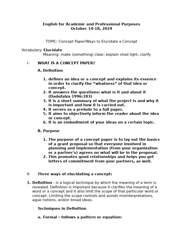 Study Notes Concept Paper | PDF | Definition | Concept