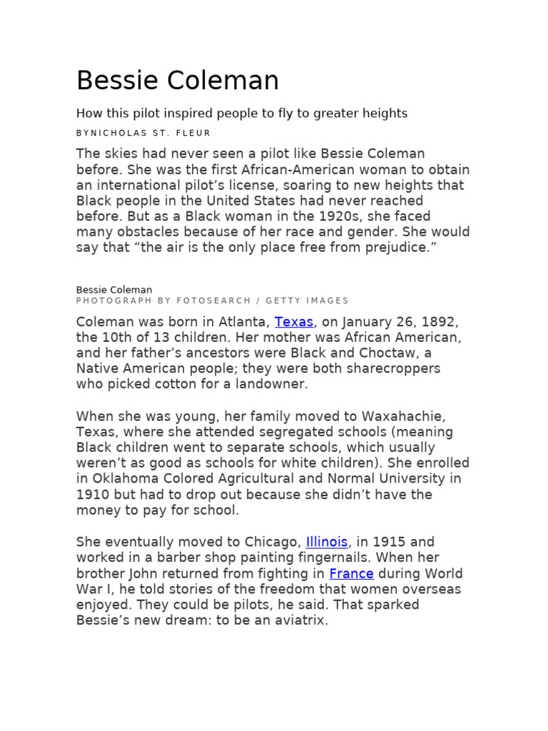 Bessie Coleman | PDF