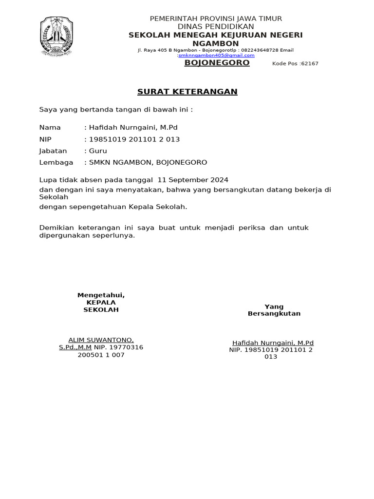 Form Lupa Absen | PDF