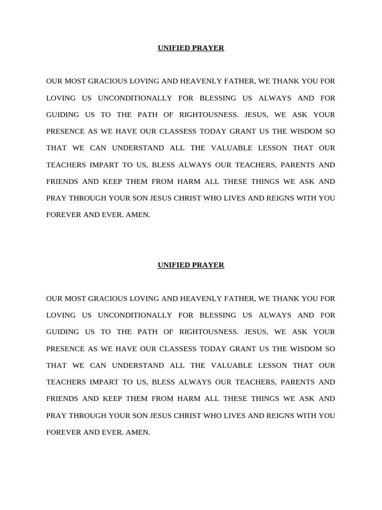 Unified Prayer | PDF