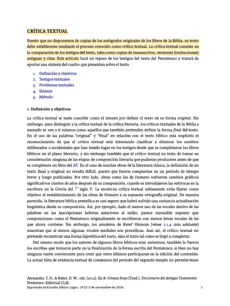 Lectura #1 Critica Textual | PDF