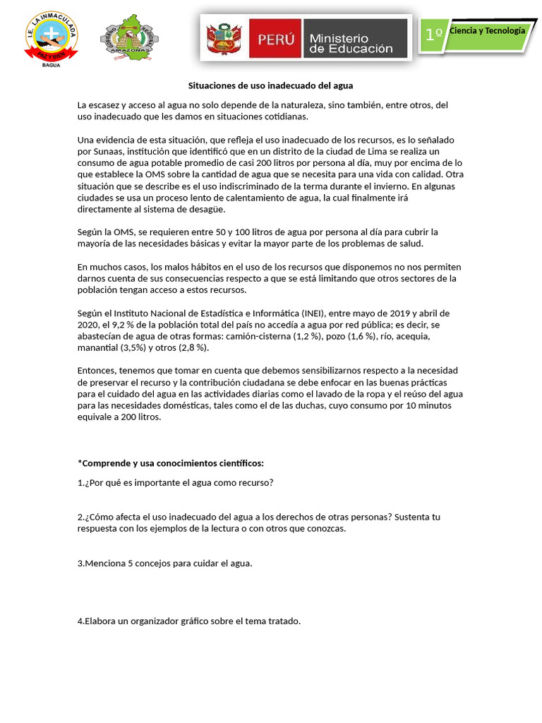 Ficha - Importancia Del Agua | PDF | Ciencia y matemáticas
