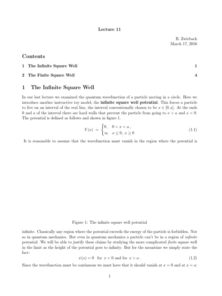 Lecture 11 | PDF | Wave Function | Physics