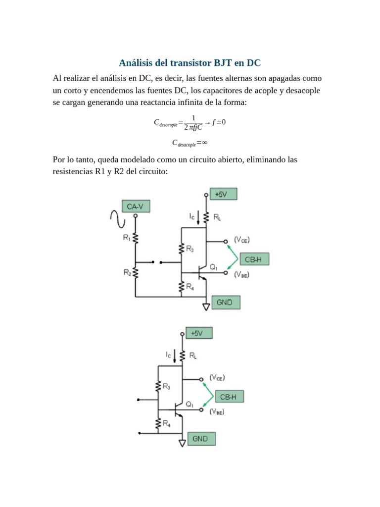 Análisis del transistor BJT en DC y AC | PDF | Transistor | Red eléctrica