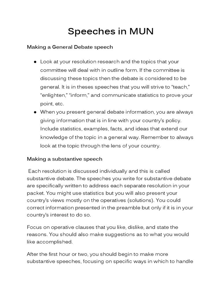 Speeches Points and Motions in MUN | PDF | United Nations Security ...