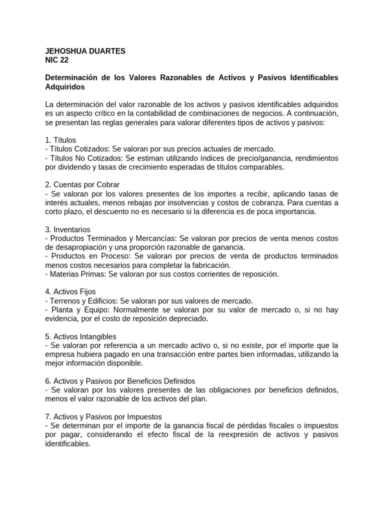 Valores Razonables en Combinaciones de Negocios | PDF | Business ...