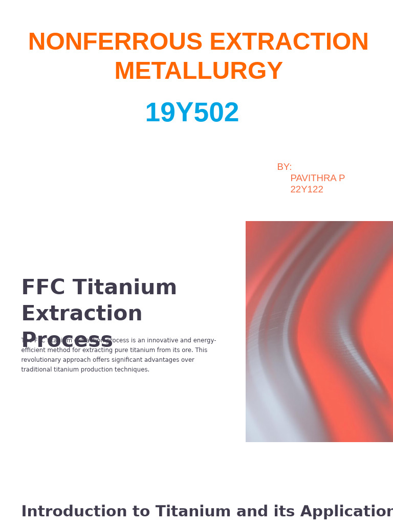 FFC Titanium Extraction Process | PDF | Titanium | Efficient Energy Use