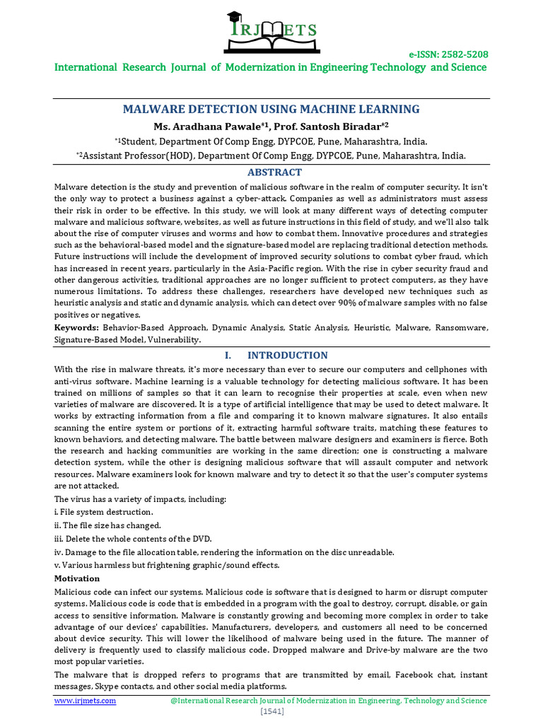 Malware Application Detection Using Machine Learning | PDF | Malware ... Malware Application Detection Using Machine Learning | PDF | Malware ...