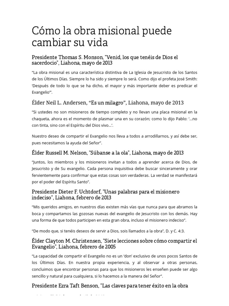Cómo La Obra Misional Puede Cambiar Tu Vida | PDF | Misionero | Jesús
