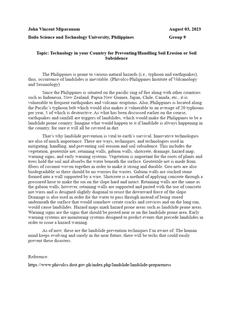 Group 9 - John Vincent Miparanum - Assignment Day 4 | PDF | Landslide | Soil
