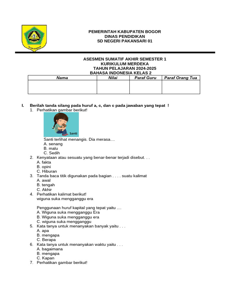 ASAS GANJIL BINDO KELAS 2 TP 2024-2025 by Bupidi | PDF