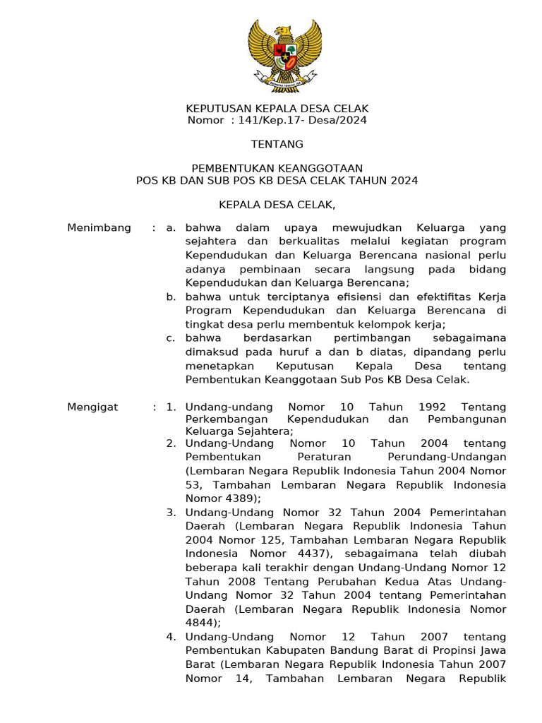 SK 17 Pos KB Desa 2023 | PDF