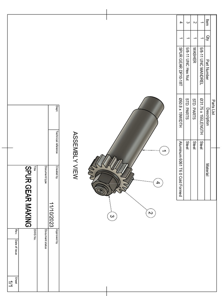 Spur and Mandrel Assembly Drawing | PDF
