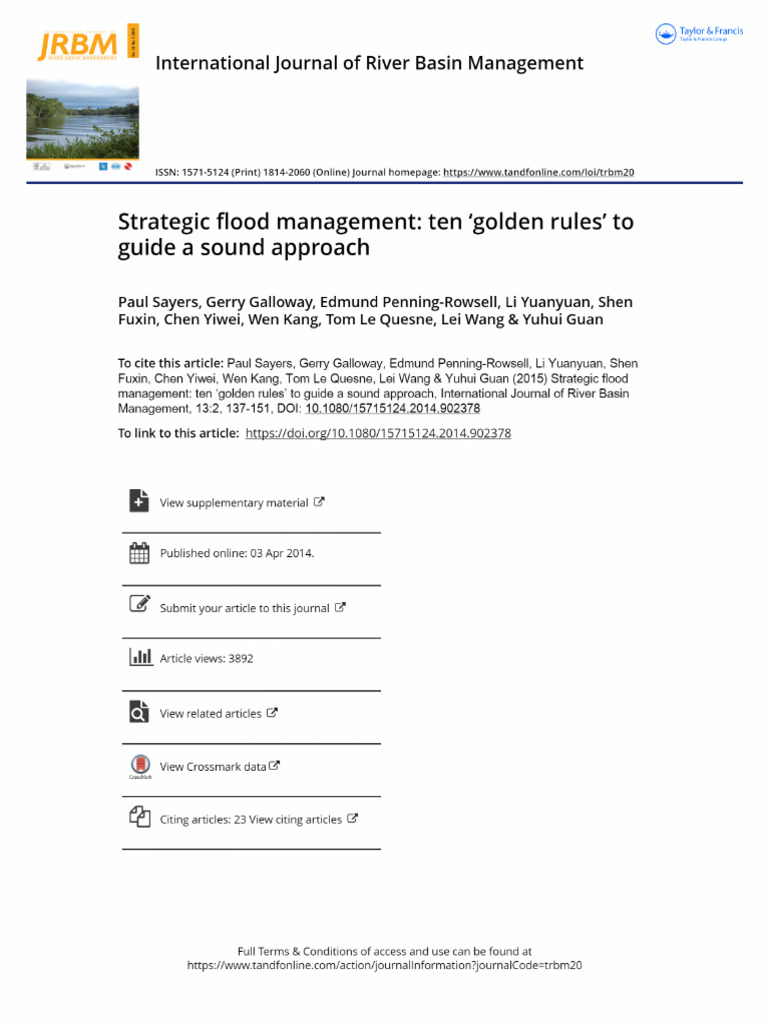 Strategic Flood Management - Ten Golden Rules' To Guide A Sound ...