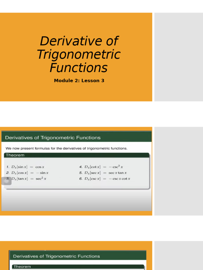 Derivative Of Trigonometric Functions Pdf
