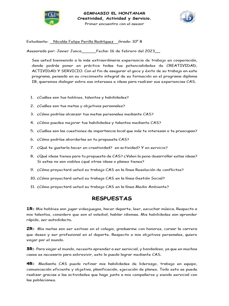 Primer Encuentro Asesor CAS 2024 Nicolas | PDF | Comunicación | Creatividad