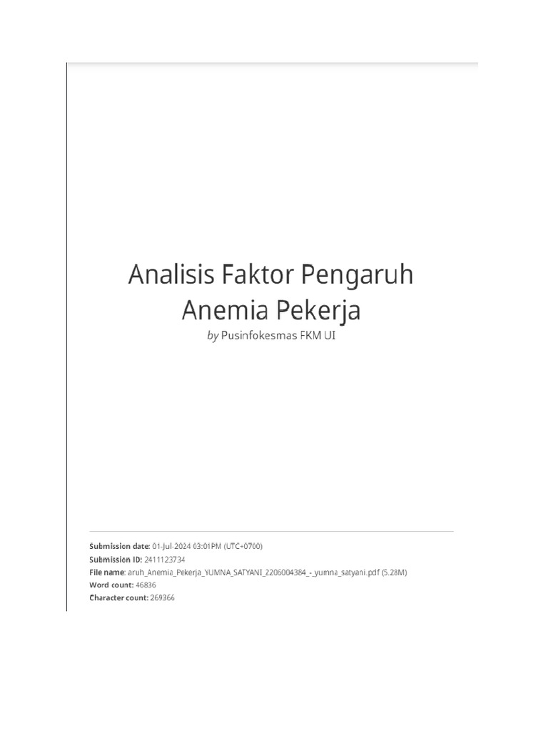 Contoh Pemeriksaan Turnitin FKM UI | PDF
