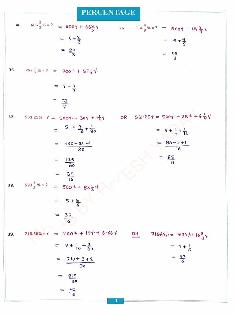 Percentage Notes 18-09 | PDF